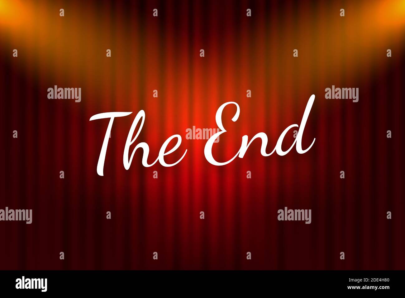 Le titre de l'écriture manuelle de fin sur fond rond rouge. Ancien ...