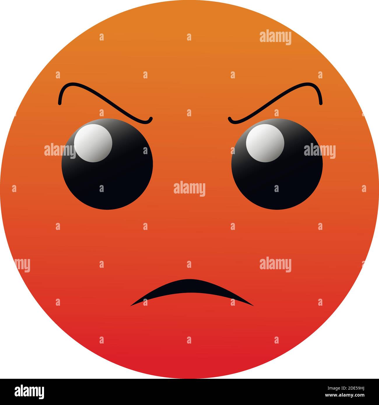 Vecteur Emoji rouge fâché triste visage avec les yeux et la bouche sur ...