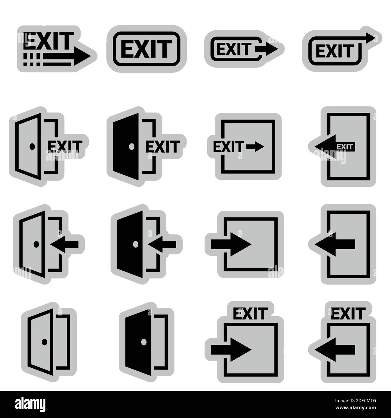 Icônes pour thème entrée, sortie, porte , vecteur, icône, définir ...