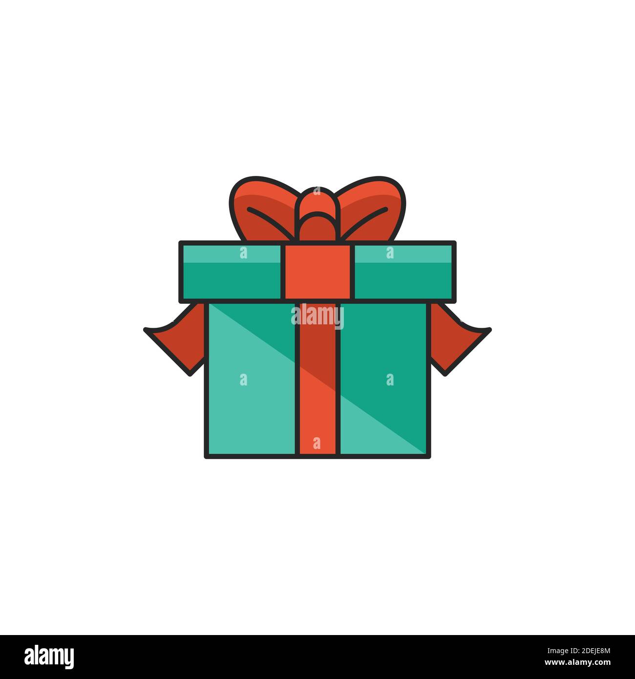 Icône de boîte-cadeau, couleur, ligne, signe vectoriel, pictogramme de ...