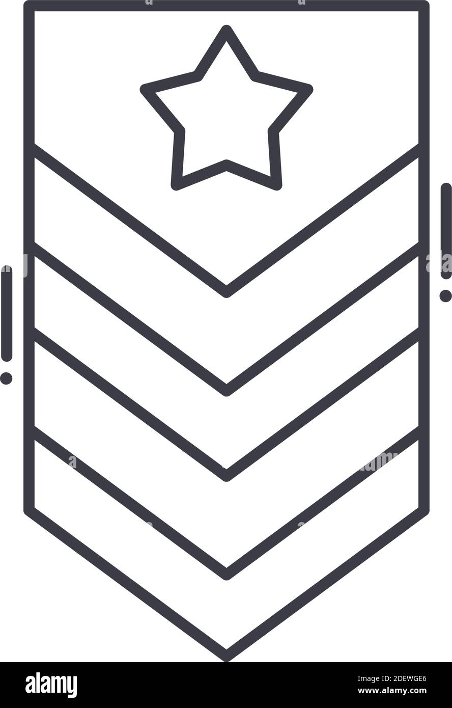 Icône de rang militaire, illustration isolée linéaire, vecteur de ligne ...