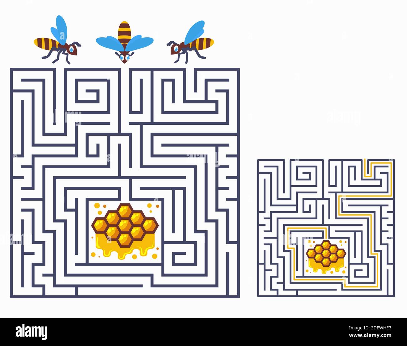 Jeu de labyrinthe carré pour enfants. Trouver un moyen pour les ...