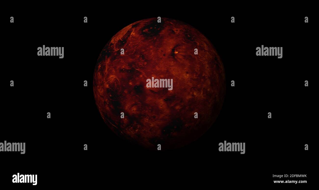 La planète Vénus tourne et le soleil se lève. Vue de face de la planète ...