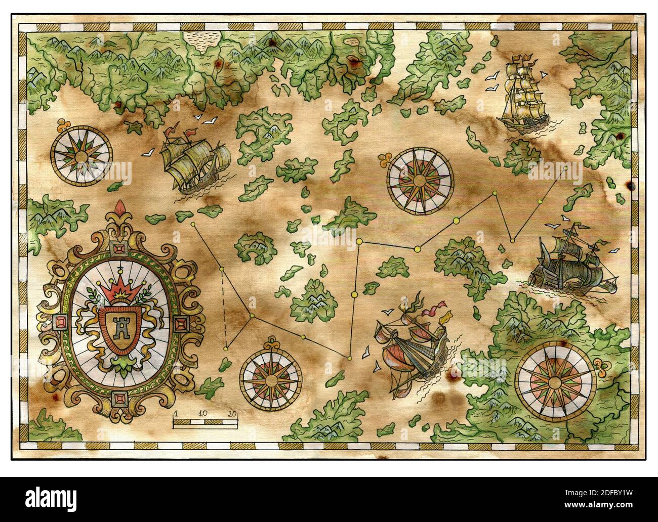 Carte marine ancienne Banque d'images détourées - Alamy