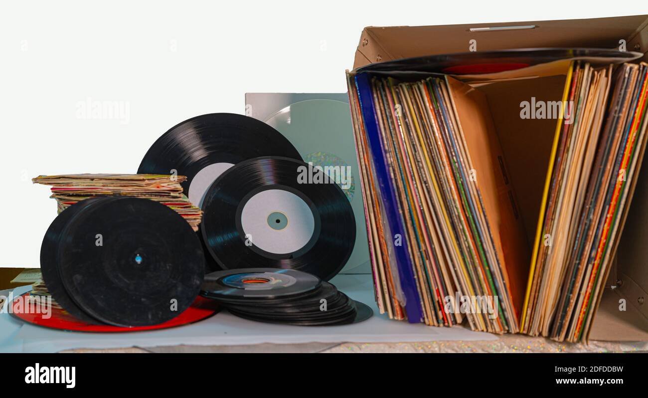 Vinyl record old vintage shelf retro music collection Banque de ...