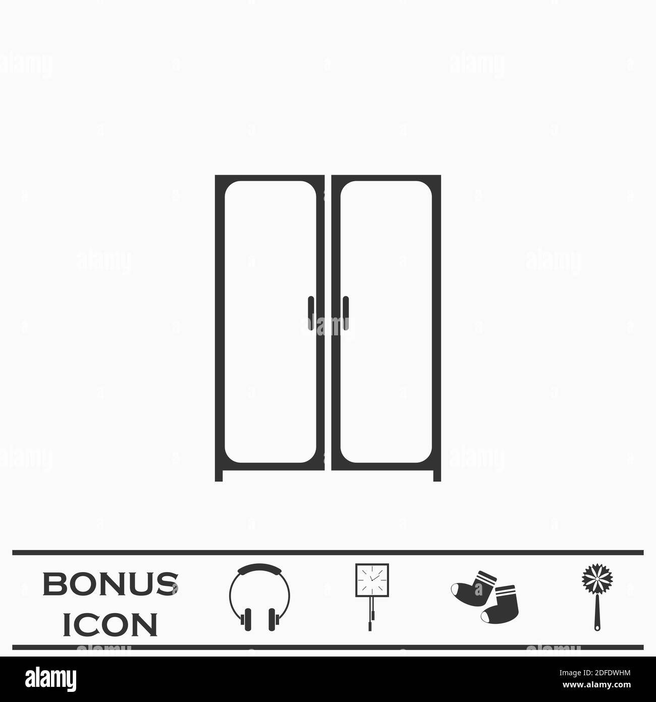 Armoire armoire Icon plate. Pictogramme noir sur fond blanc. Symbole d ...
