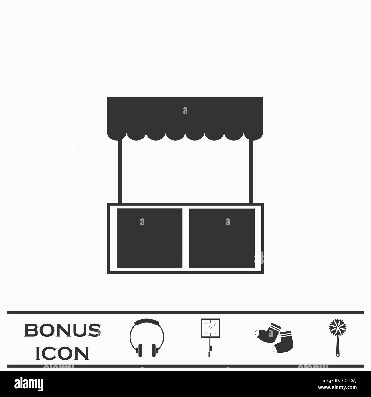 Icône kiosque à plat. Pictogramme noir sur fond blanc. Symbole d ...