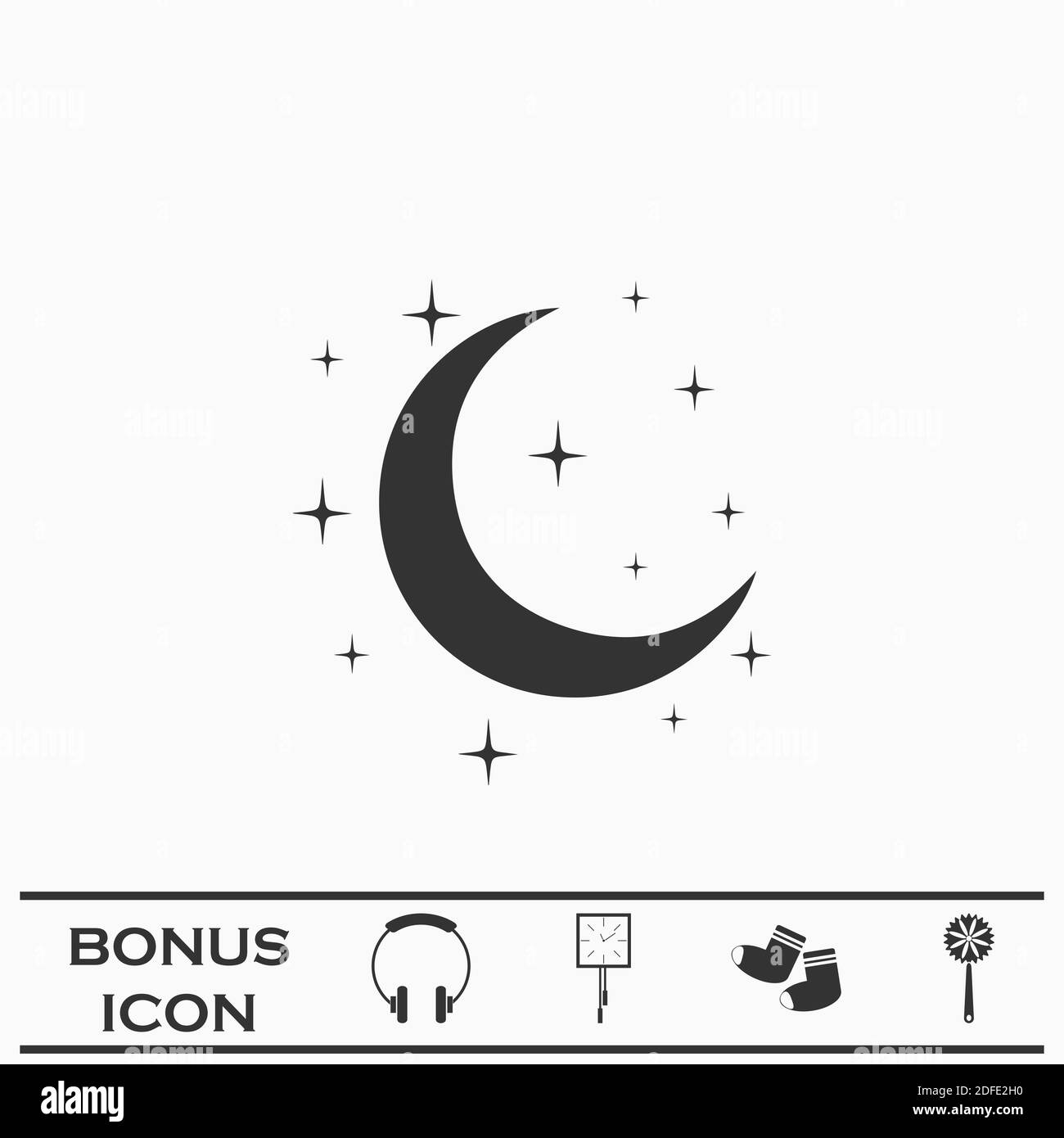 Icône nuit plate. Pictogramme noir sur fond blanc. Symbole d ...