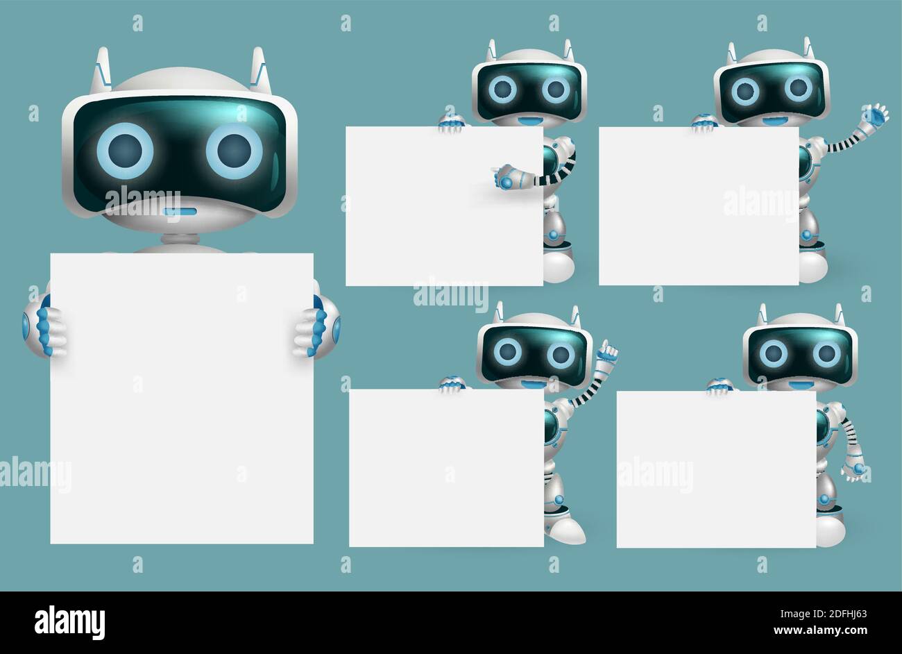 Jeu de vecteurs de caractères de présentation de robot. Robots ...