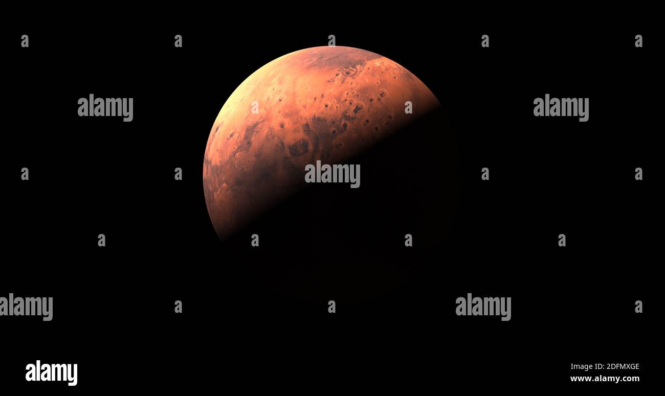 Planète mars le soleil se lève avec des étoiles en arrière-plan. Vue de ...