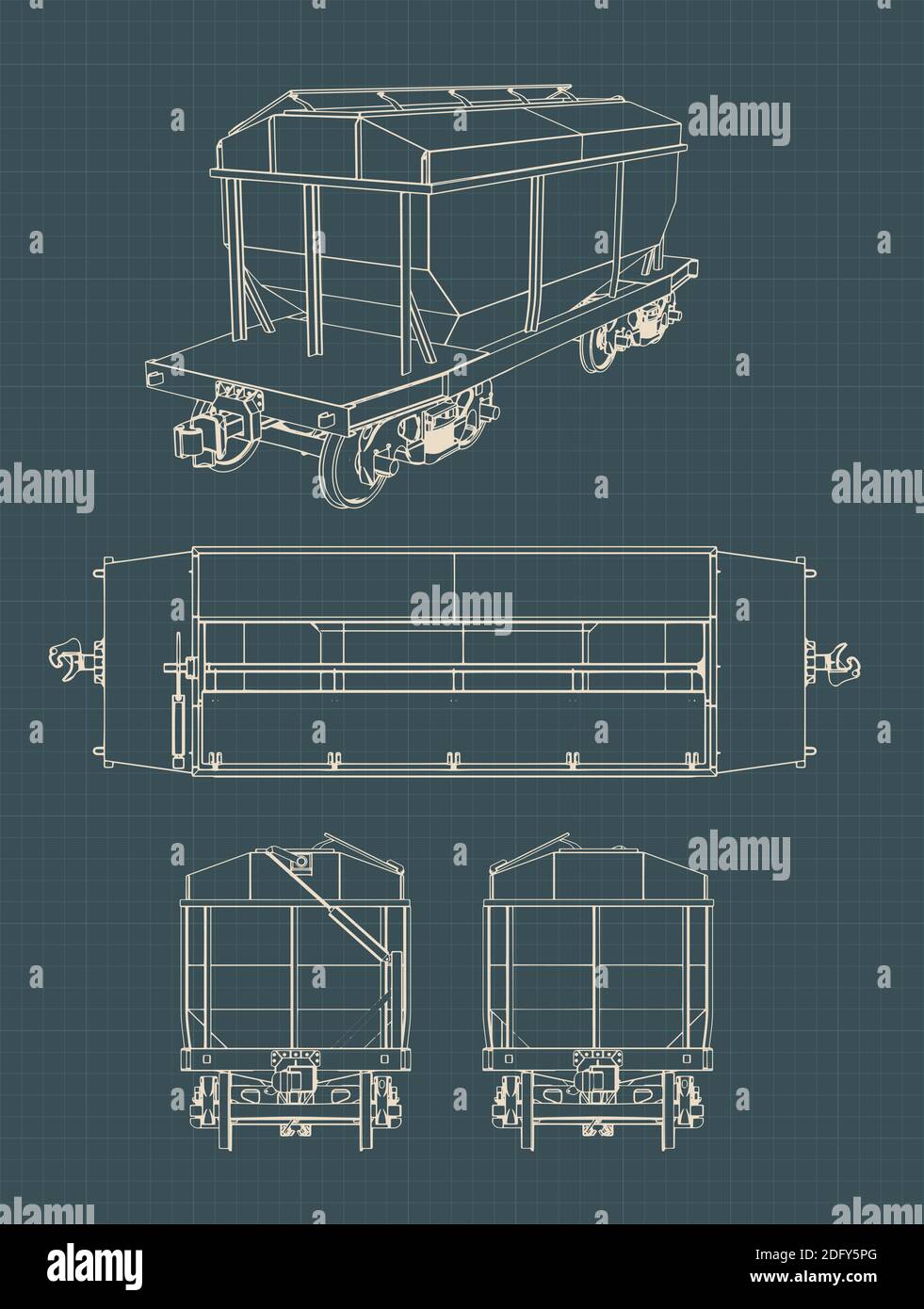 Illustration vectorielle des dessins d'une trémie à grain Wagon Image ...
