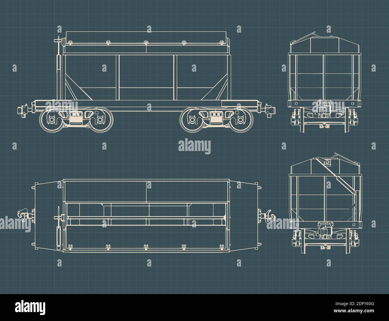 Illustration vectorielle des dessins d'une trémie à grain Wagon Image ...