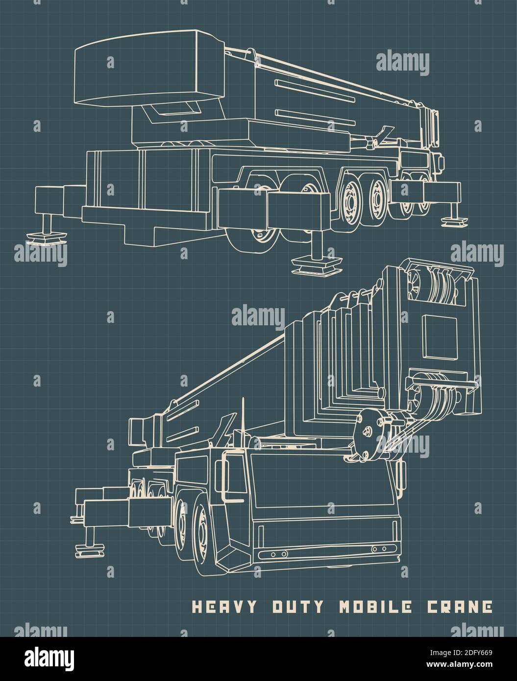 Illustration vectorielle stylisée de dessins de grue mobile à usage ...