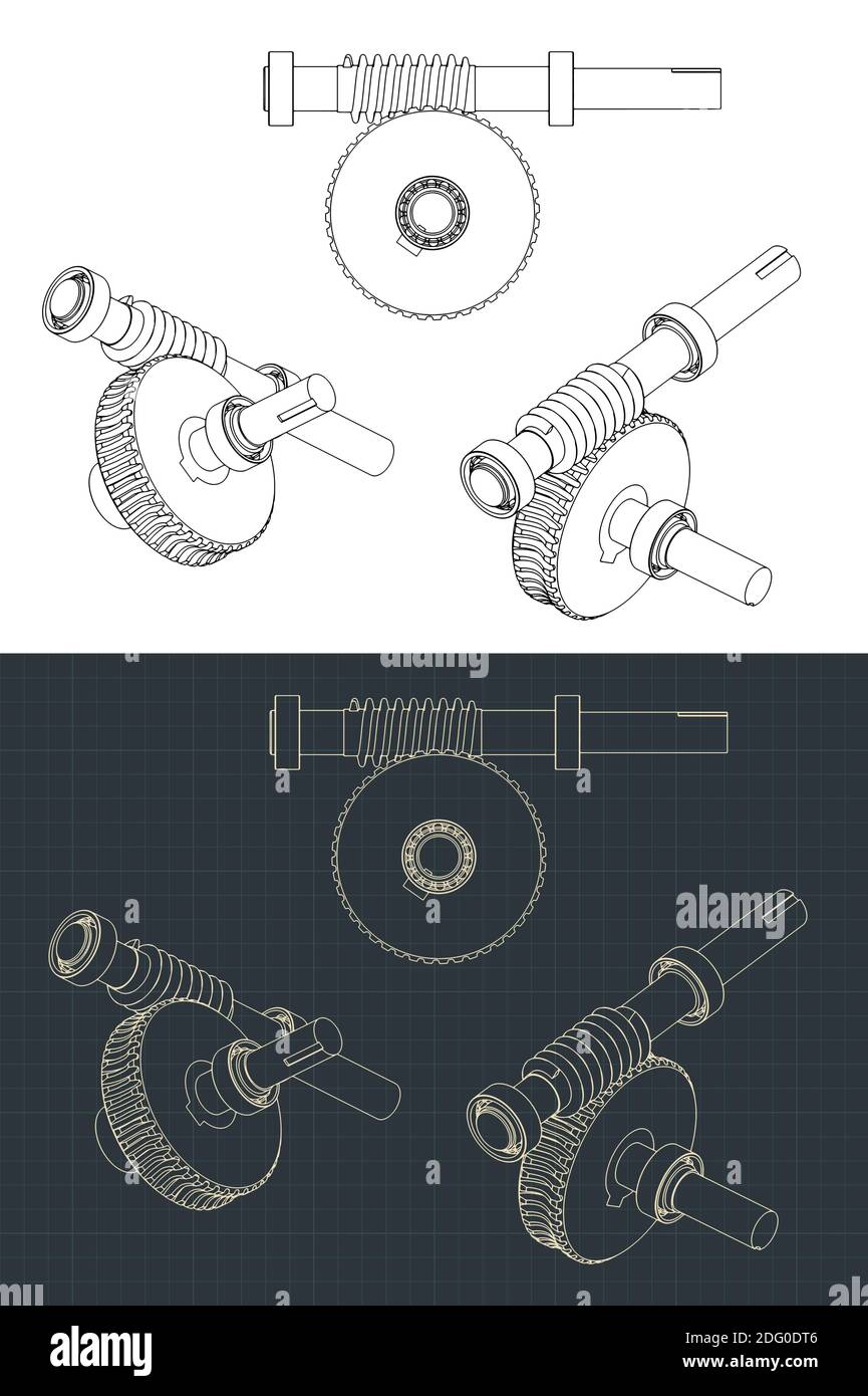 Illustration vectorielle stylisée des dessins de réducteur à engrenages ...