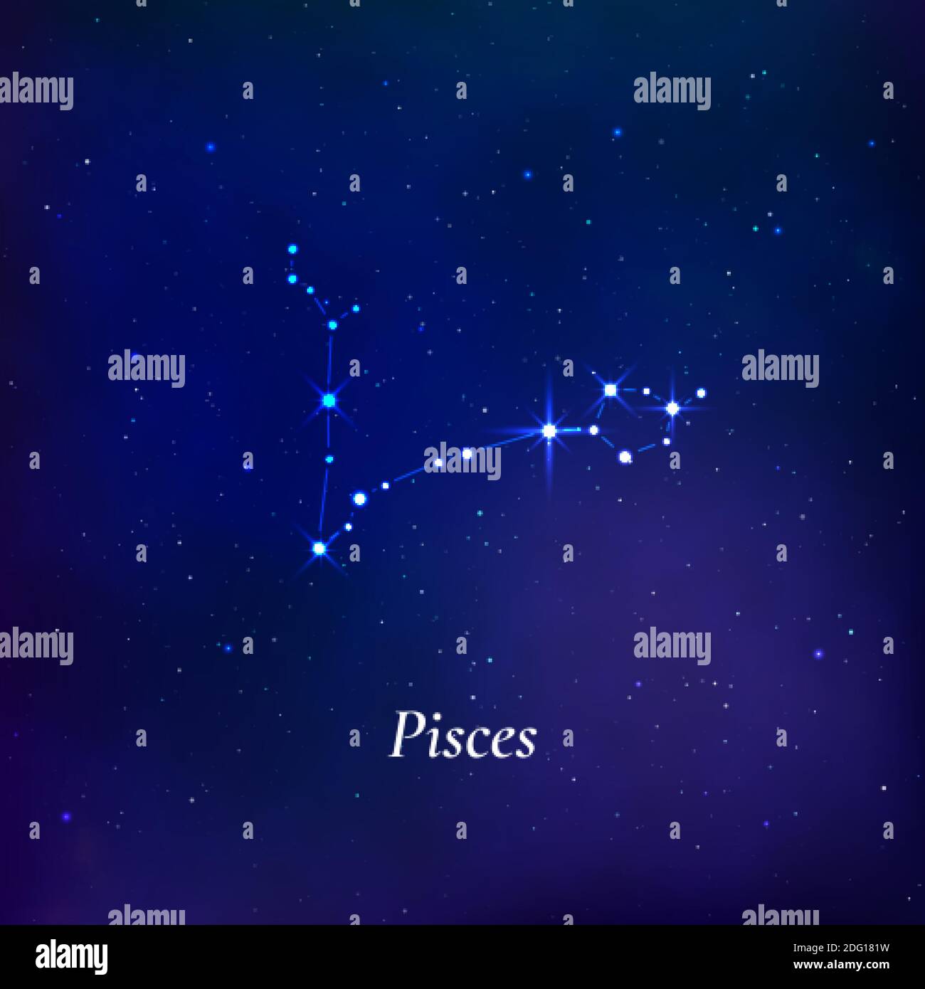 Panneau poissons. Carte des étoiles de la constellation du zodiaque sur ...