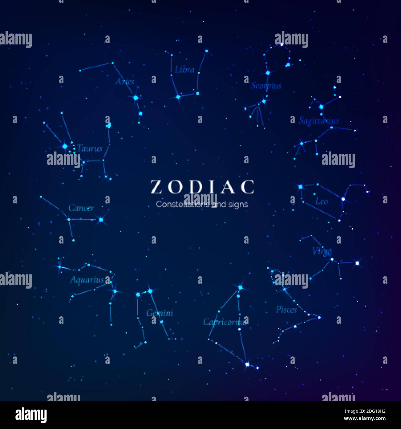 Constellations zodiacales Banque d'images vectorielles - Alamy