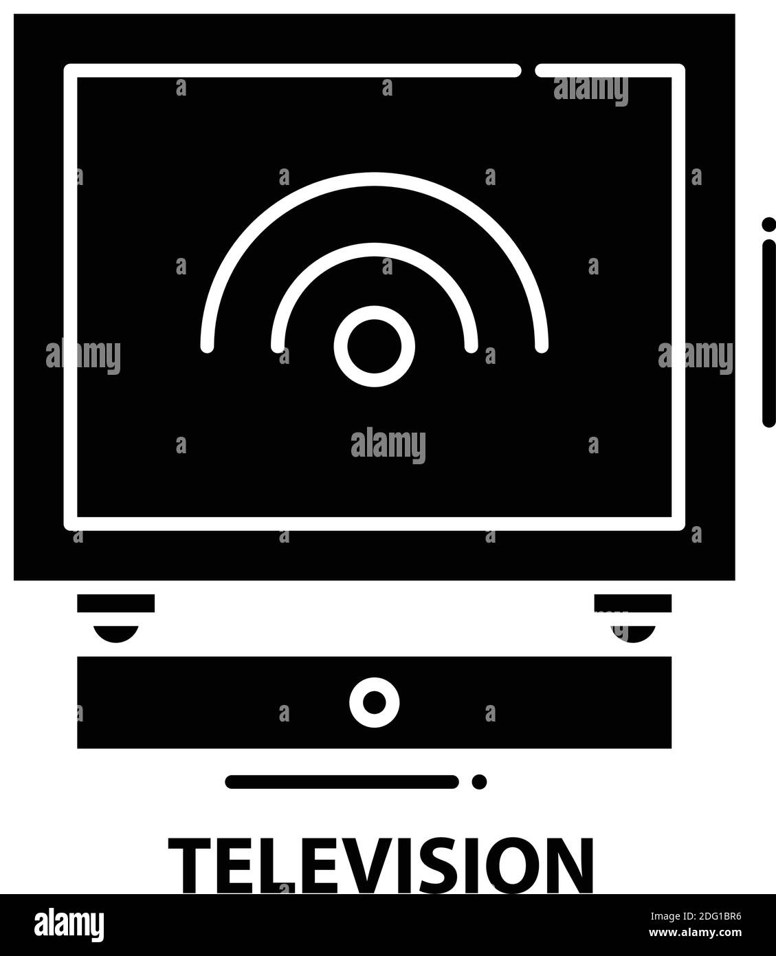 icône de symbole de télévision, signe vectoriel noir avec traits ...