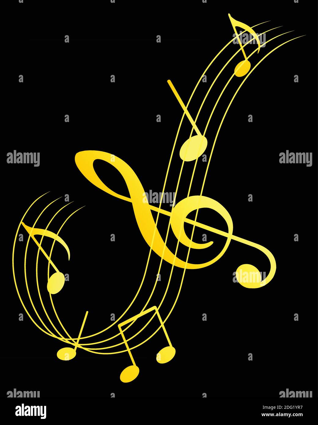 Notes de musique dorées Banque d'images vectorielles - Alamy