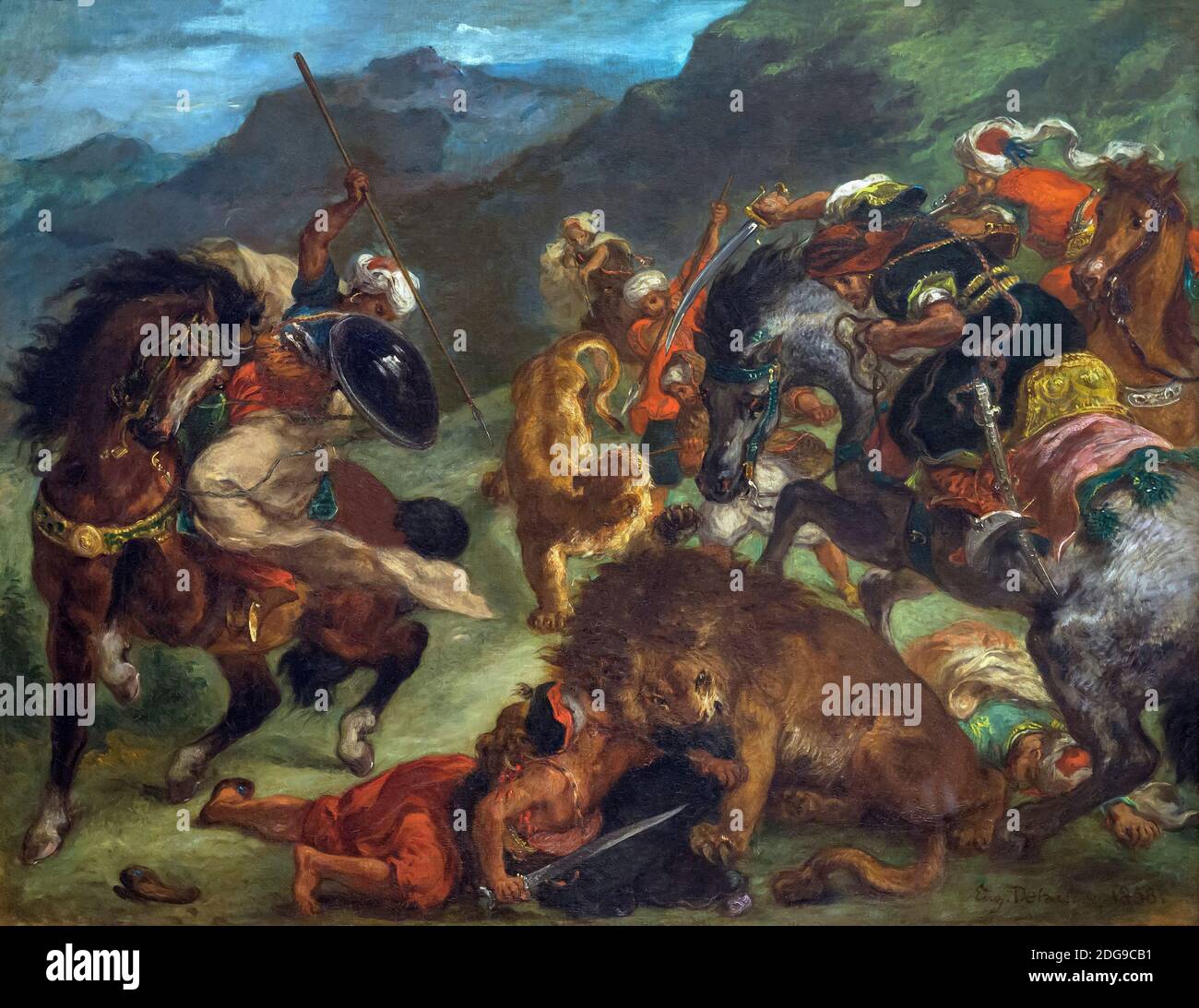 Lion hunt eugène delacroix Banque de photographies et d’images à haute ...