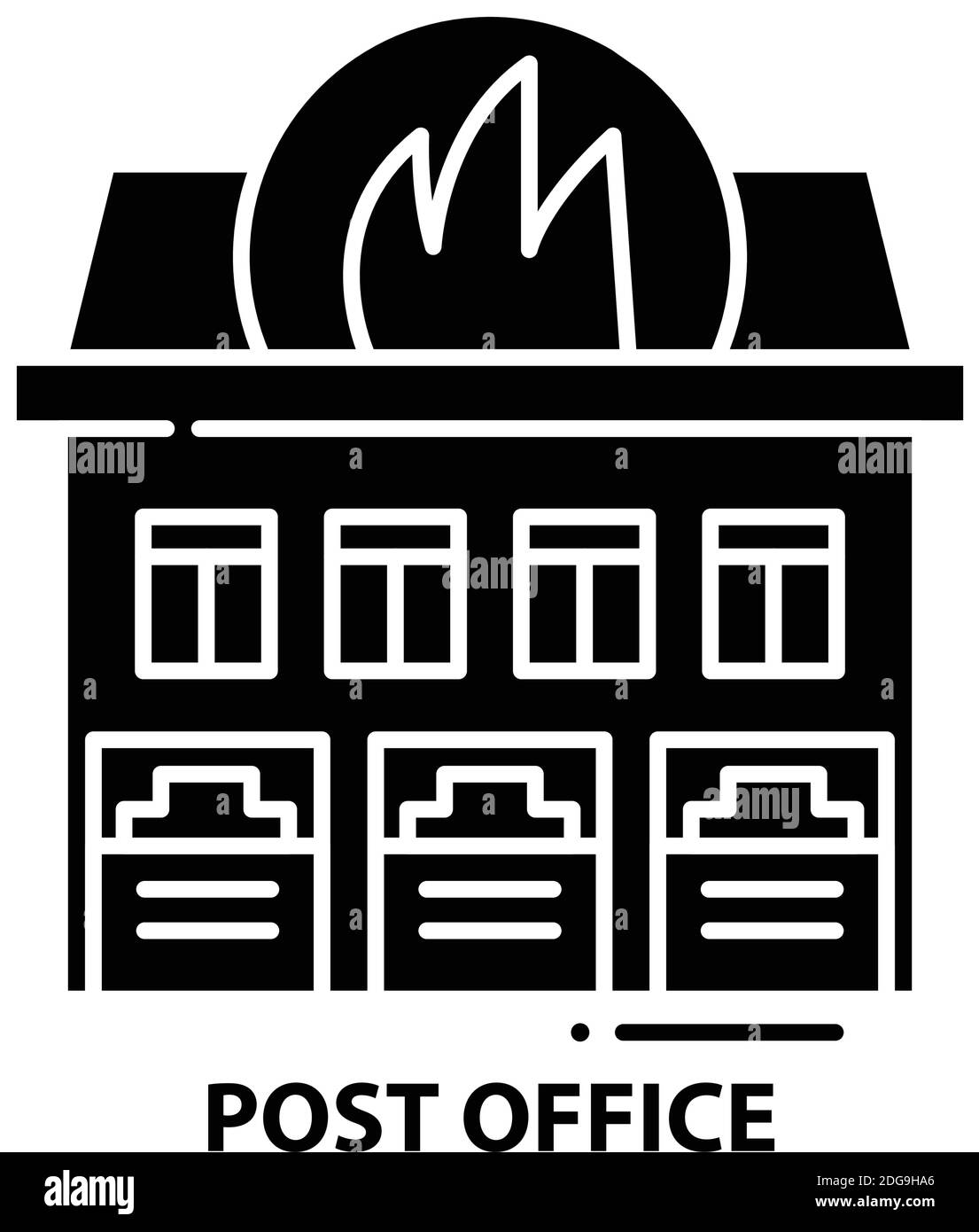 icône de bureau de poste, signe vectoriel noir avec traits modifiables ...