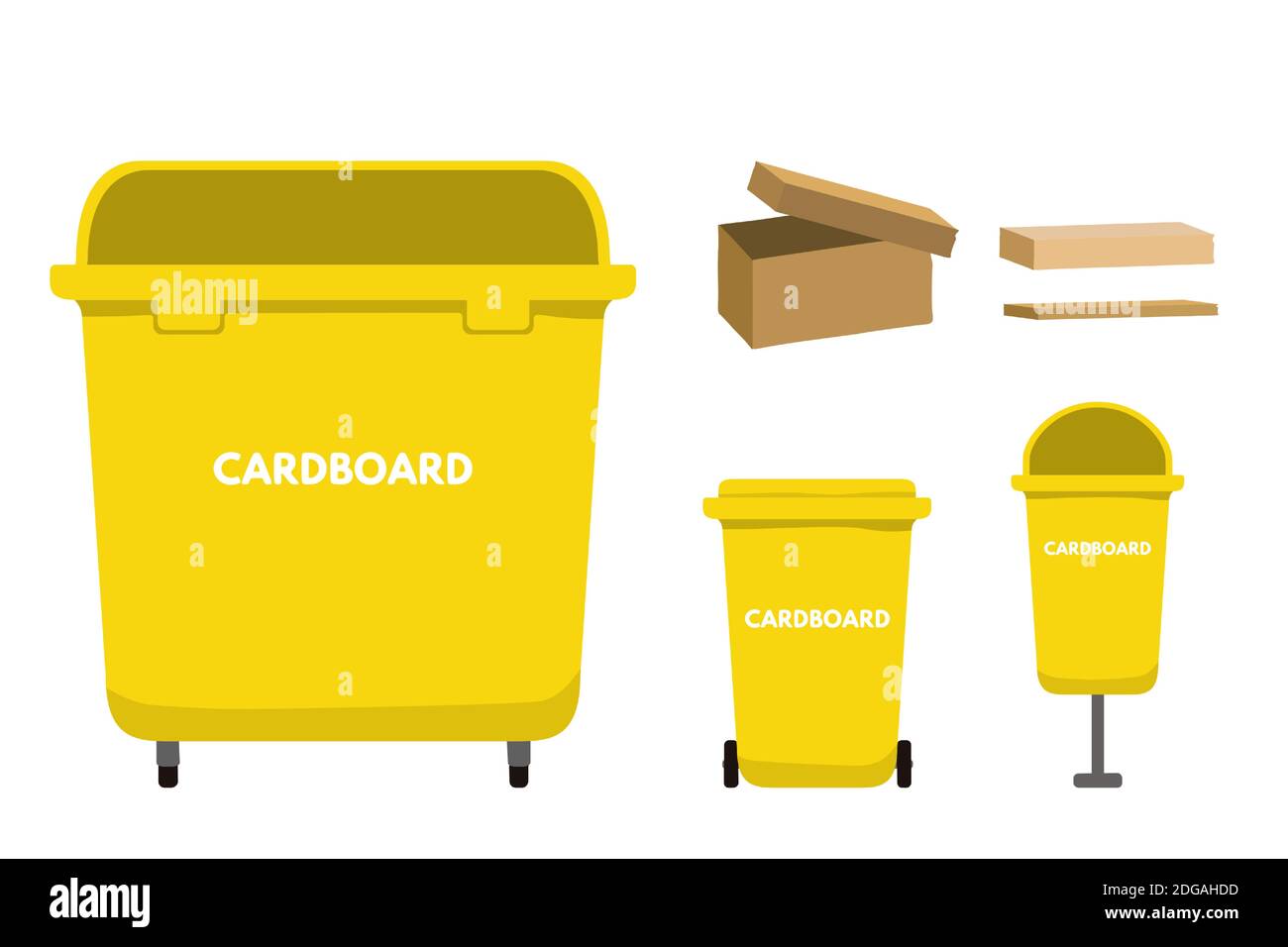 Illustration du vecteur du jeu de tri des déchets. Poubelle pour carton ...