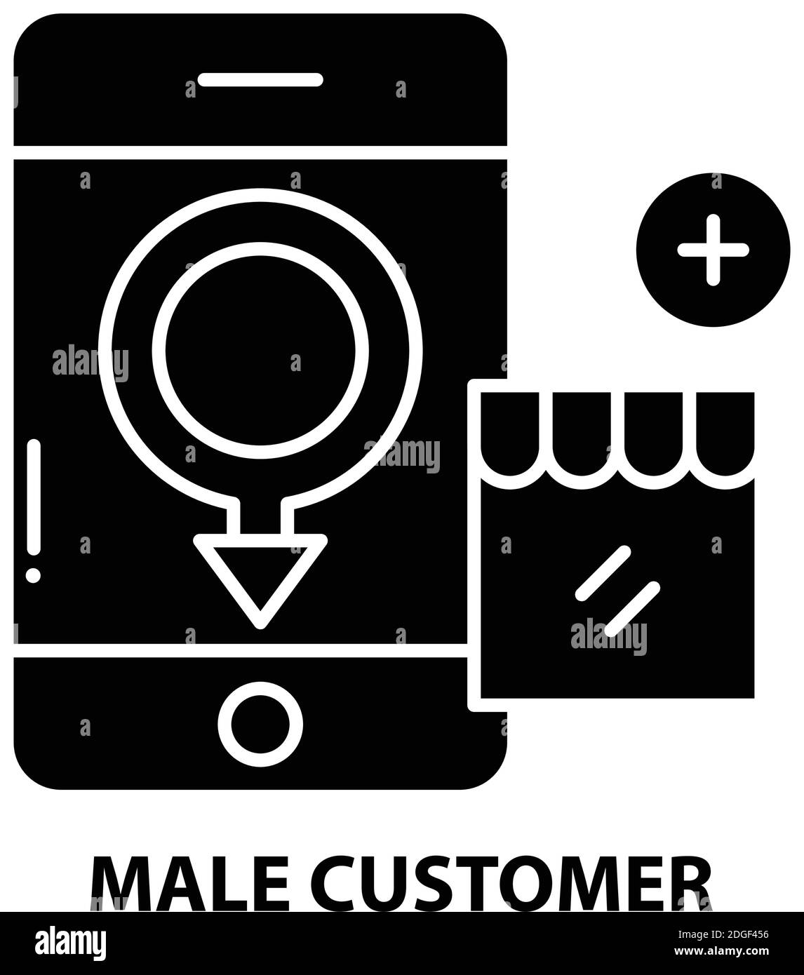 icône de symbole de client mâle, signe vectoriel noir avec traits ...