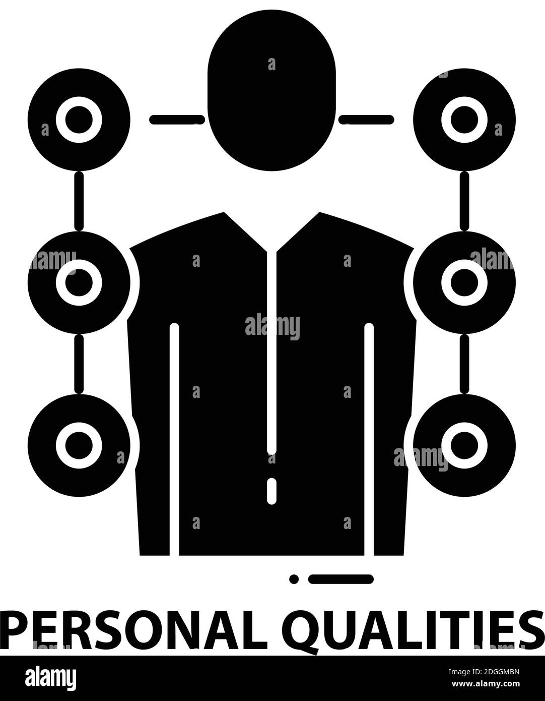 icône qualités personnelles, signe vectoriel noir avec traits ...
