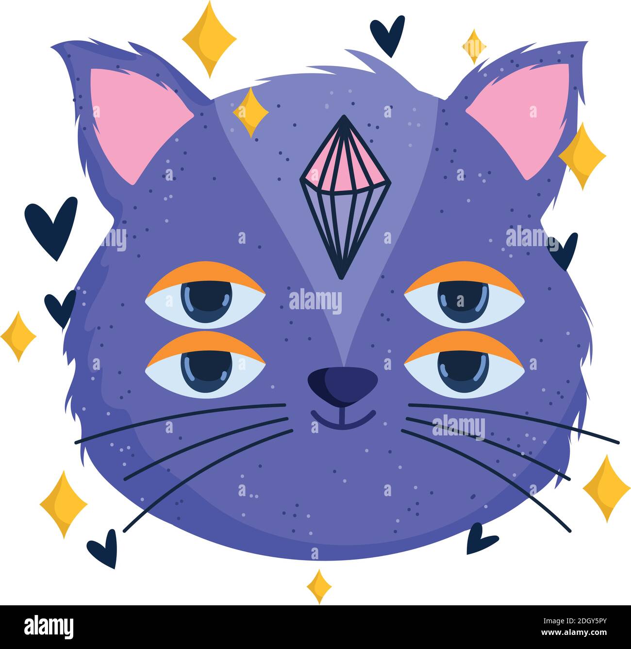 dessin animé magique chat félin mystère créepy illustration vectorielle ...