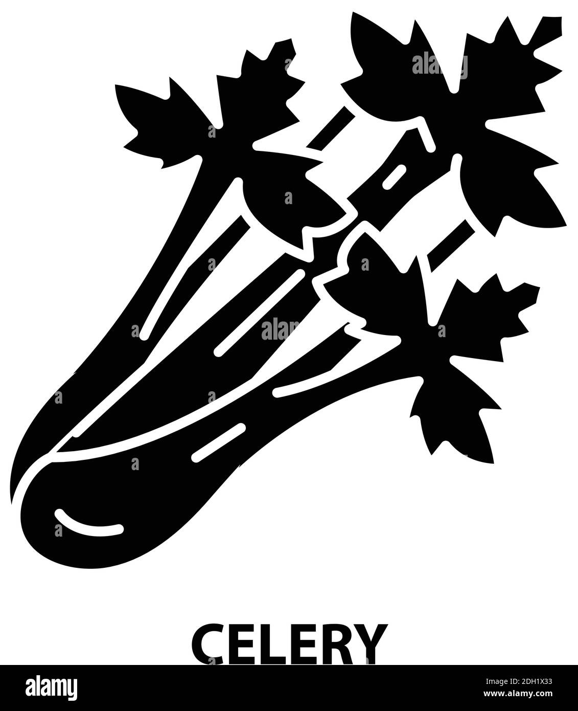 icône de symbole de céleri, signe vectoriel noir avec traits ...