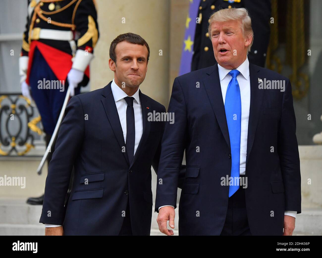 Le président français Emmanuel Macron et son homologue américain Donald ...