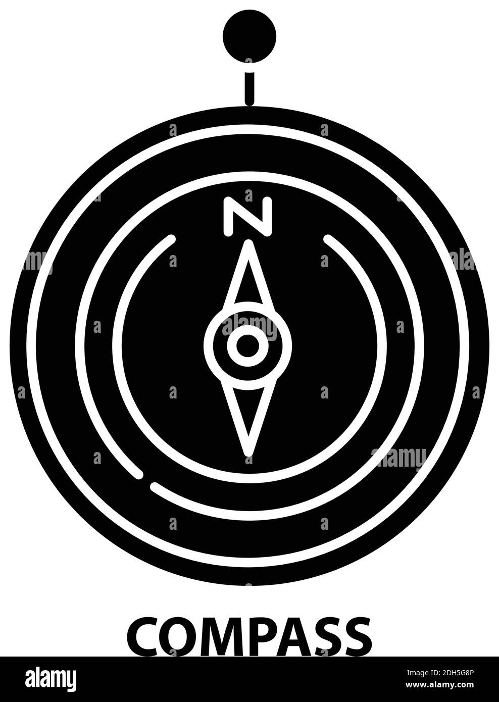 icône de symbole de boussole, signe vectoriel noir avec traits ...