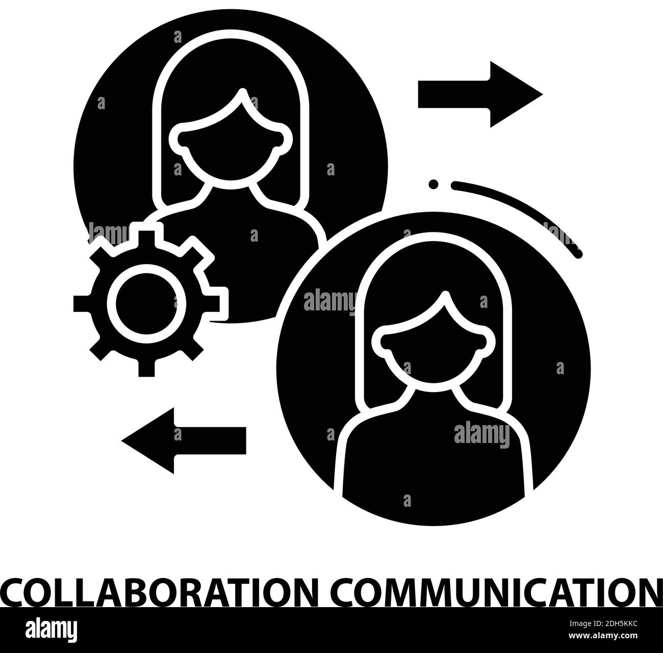 icône de communication collaborative, signe vectoriel noir avec traits ...