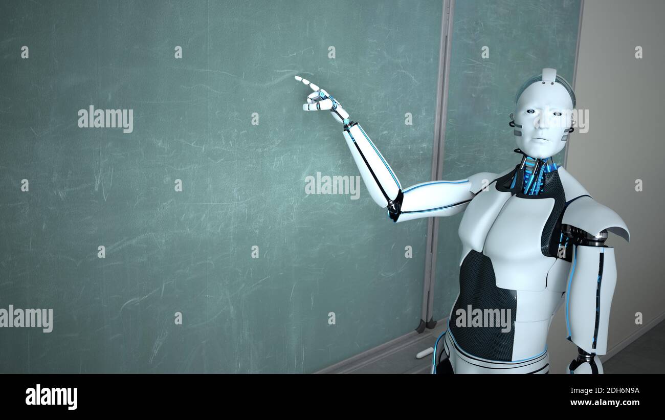 Professeur de tableau de craie de robot humanoïde Photo Stock - Alamy