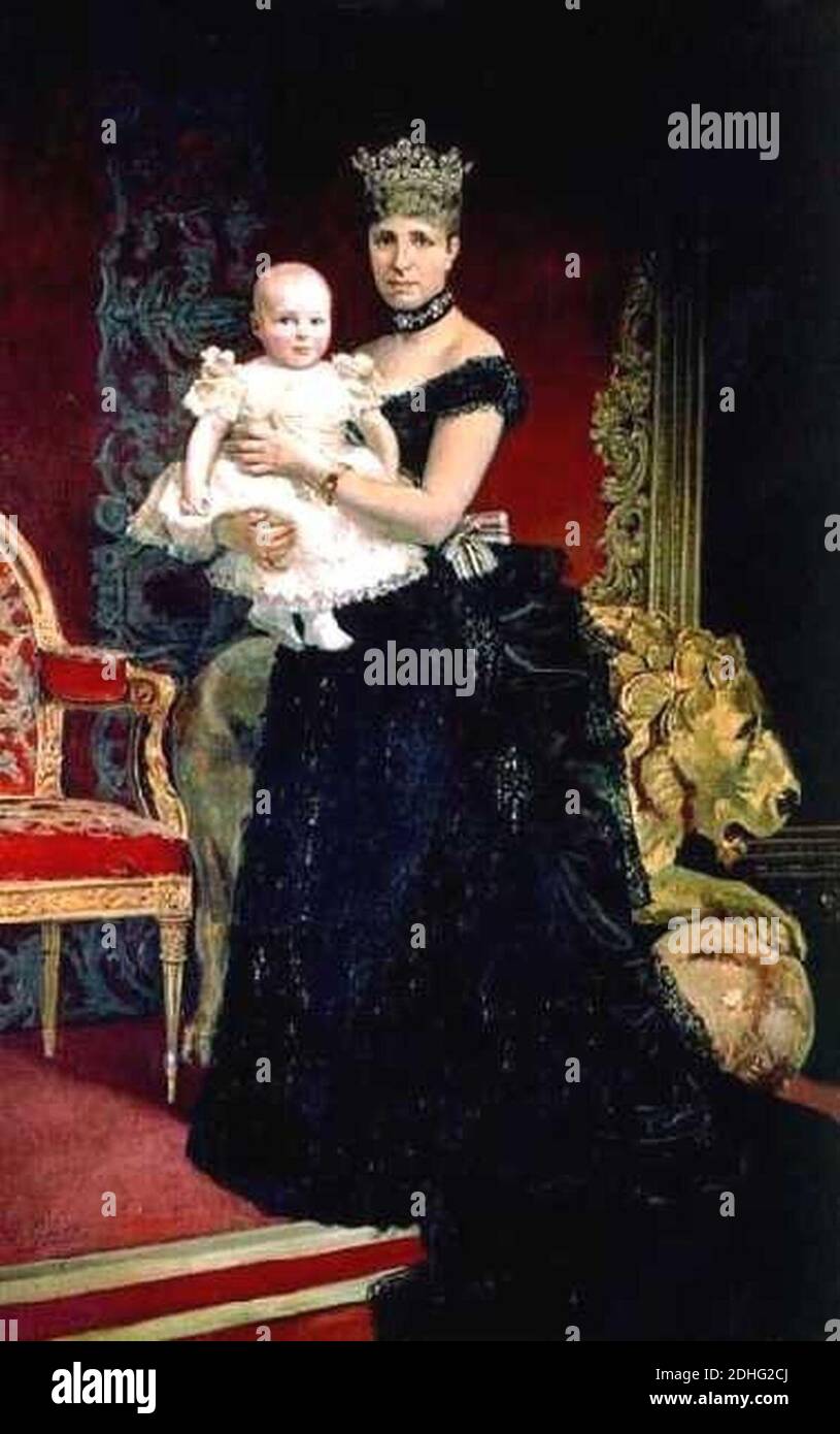 La reina María Cristina y su hijo Alfonso XIII (Ministerio de Hacienda ...