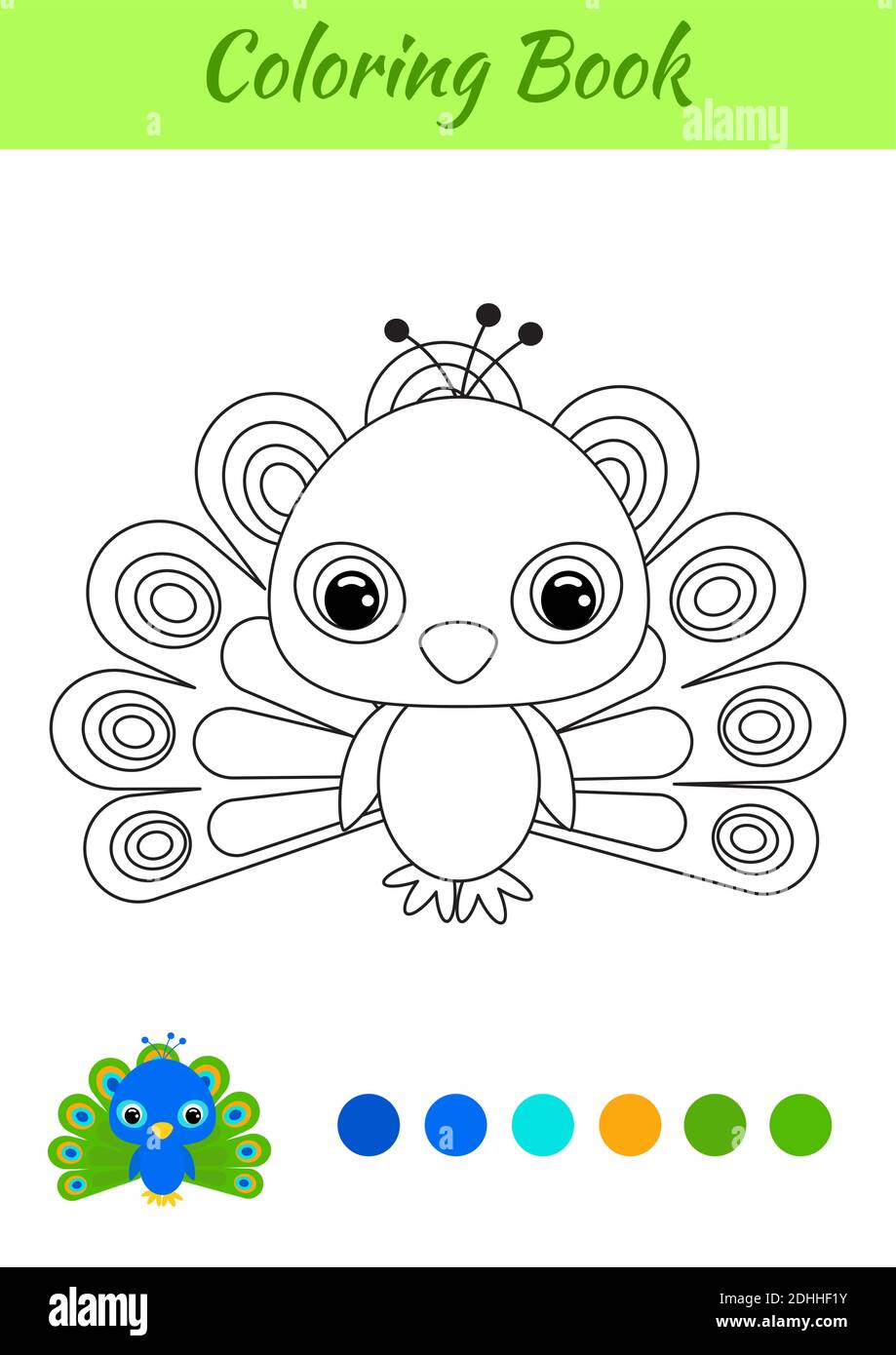 Livre de coloriage petit bébé paon. Page de coloriage pour enfants ...