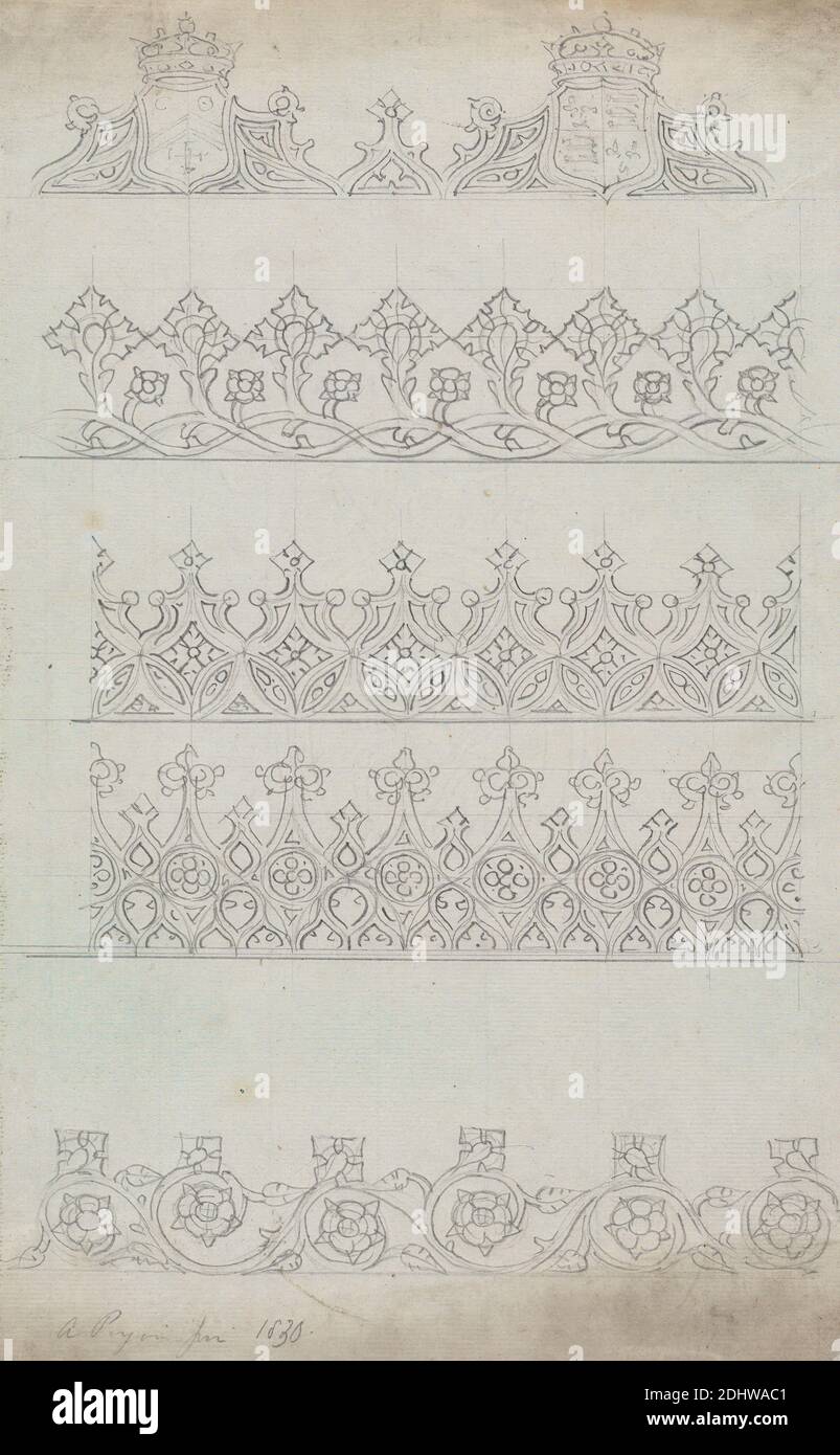 Dessins pour frises gothiques, Augustus Welby Northmore Pugin, 1812 ...