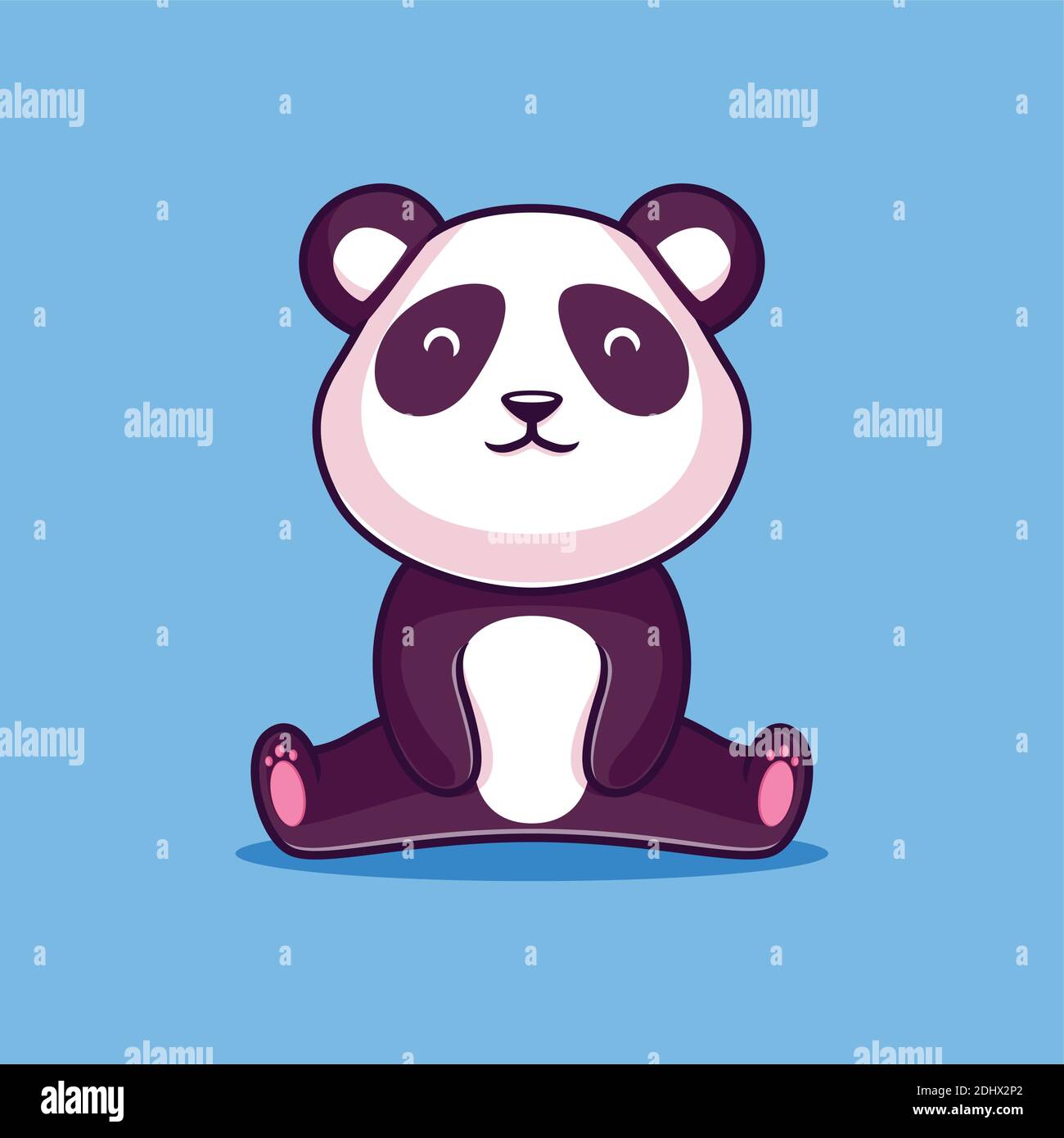 illustration de dessin animé mignon panda assis Image Vectorielle Stock ...