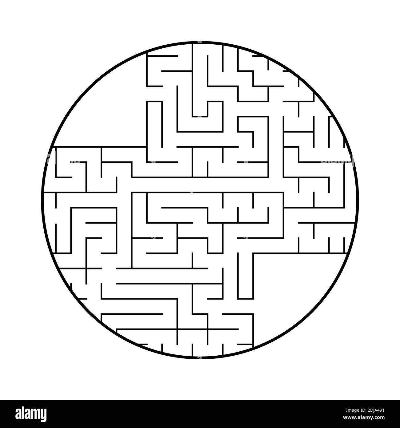 Un labyrinthe rond avec une entrée et une sortie. Illustration ...