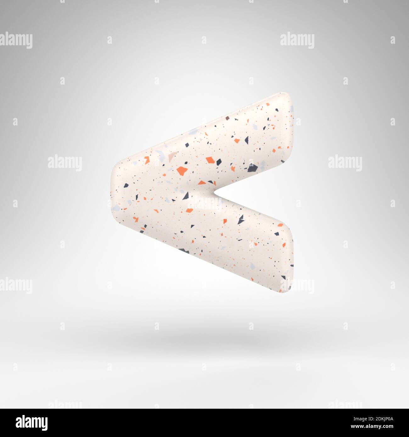 Symbole inférieur à sur fond blanc. Signe de rendu 3D avec texture de ...