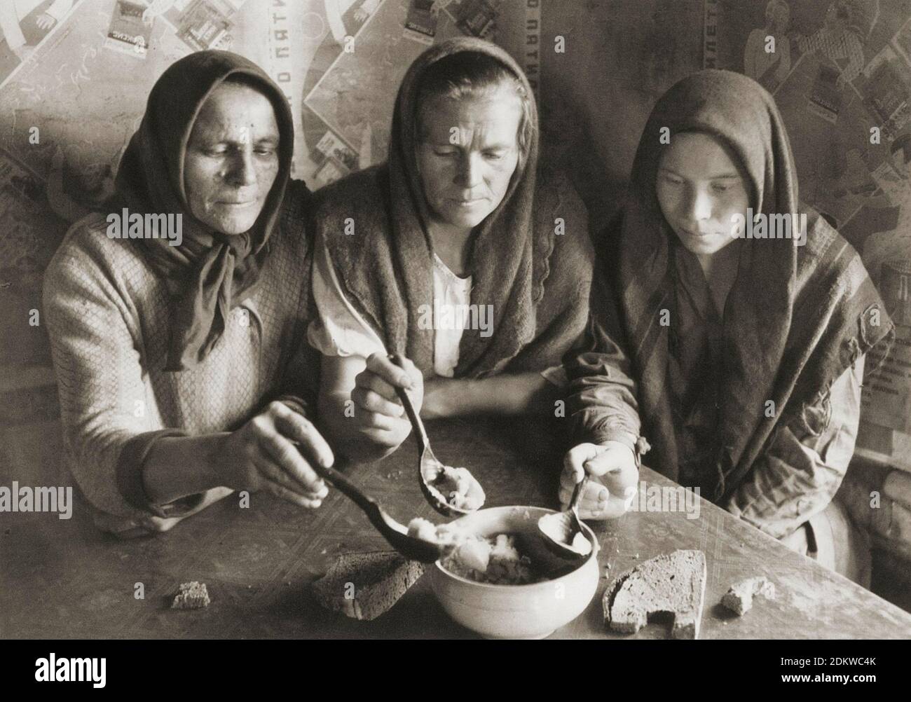 Archival photo of happy soviet collective kolkhoz farmers in the era of ...