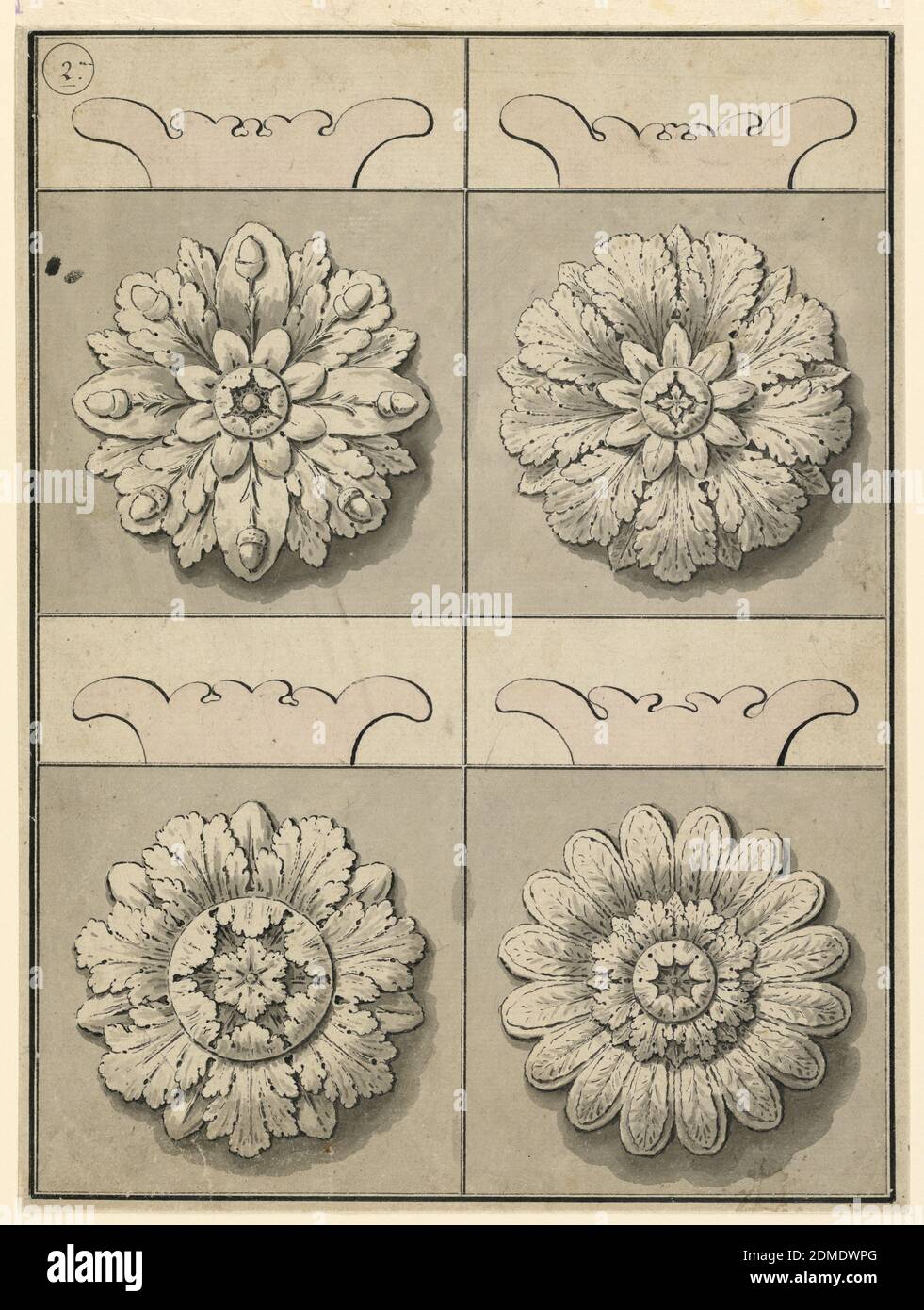 Design pour rosettes, stylo et encre chinoise, pinceau et aquarelle ...