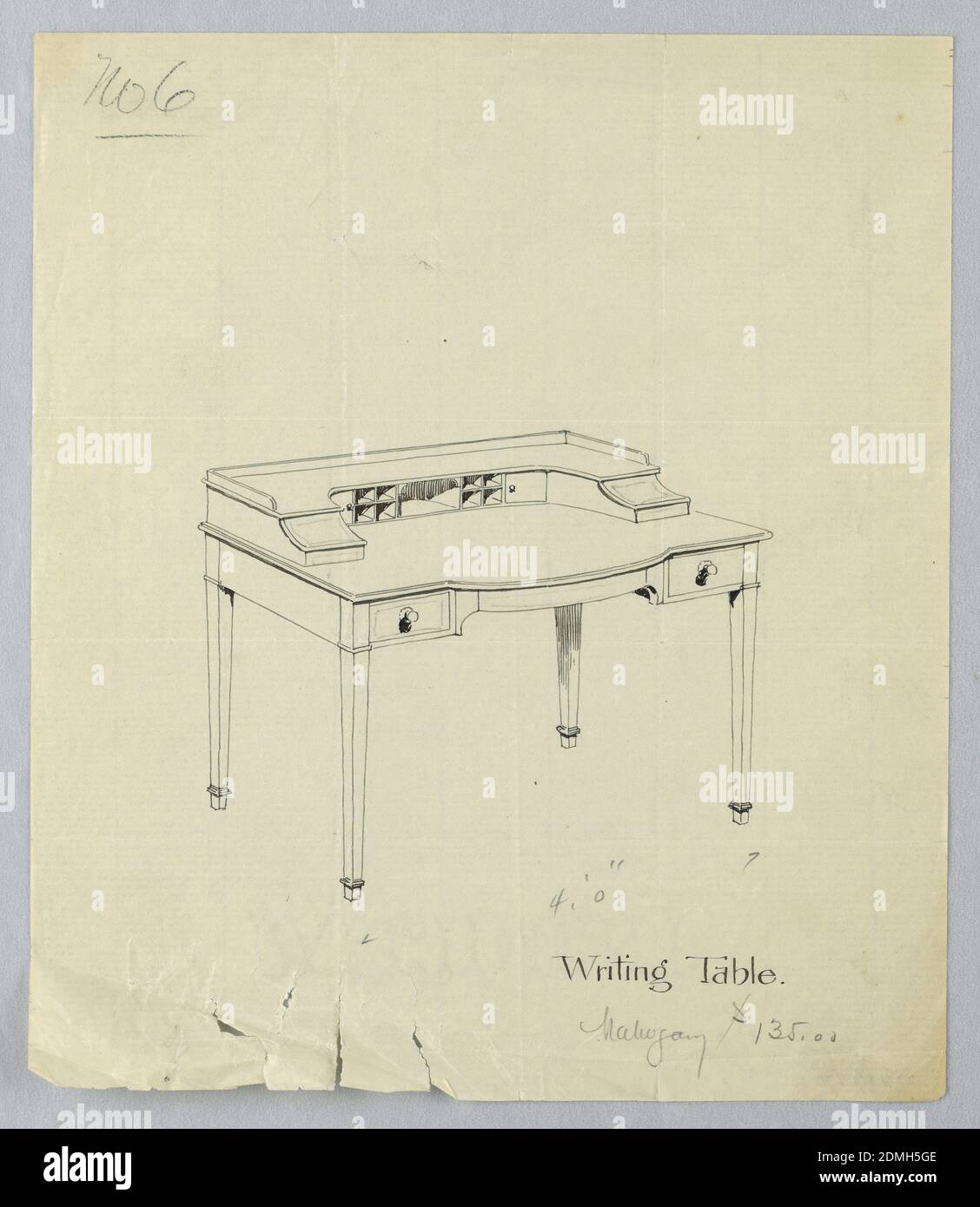 Modèle pour écriture Tableau N° 6, A.N. Davenport Co., stylo et encre ...