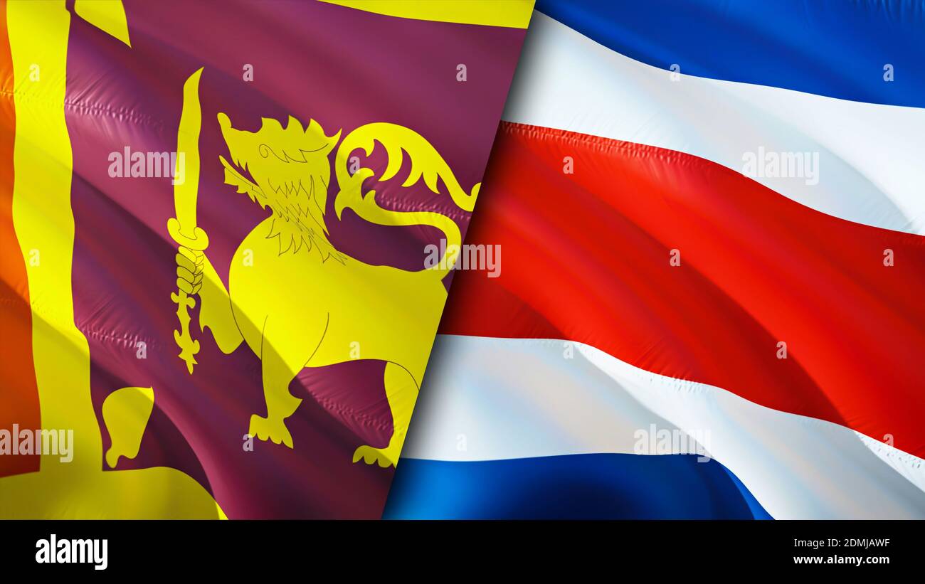 Drapeaux du Sri Lanka et du Costa Rica. Motif drapeau en relief. Sri ...