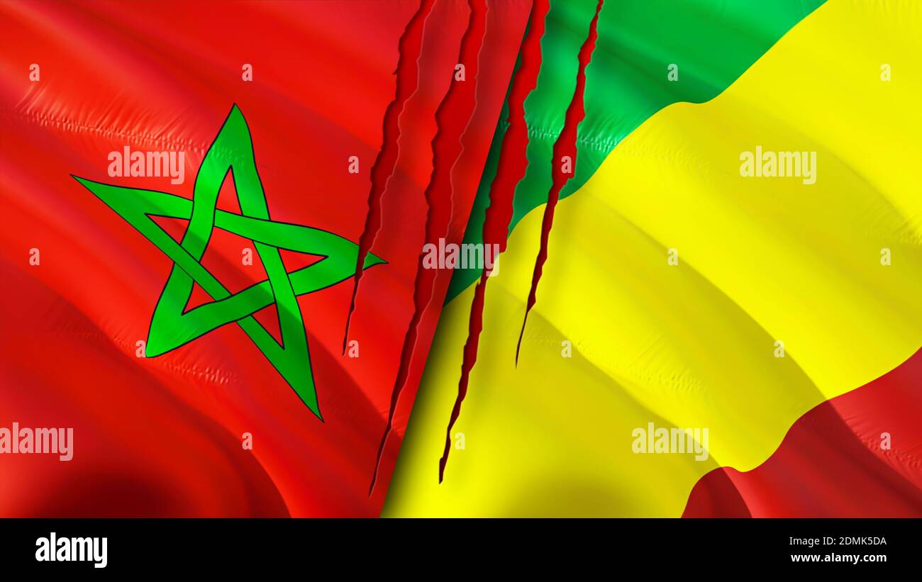 Drapeaux du Maroc et du Congo avec concept de cicatrice. Drapeau d ...