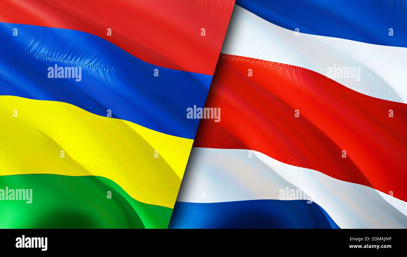 Drapeaux de Maurice et du Costa Rica. Motif drapeau en relief. Maurice ...
