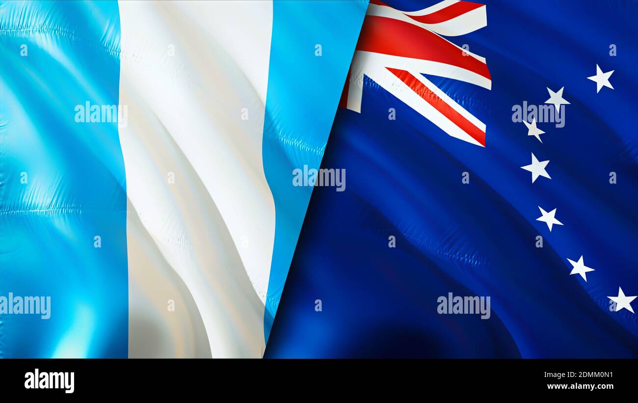 Drapeaux du Guatemala et des îles Cook. Motif drapeau en relief ...