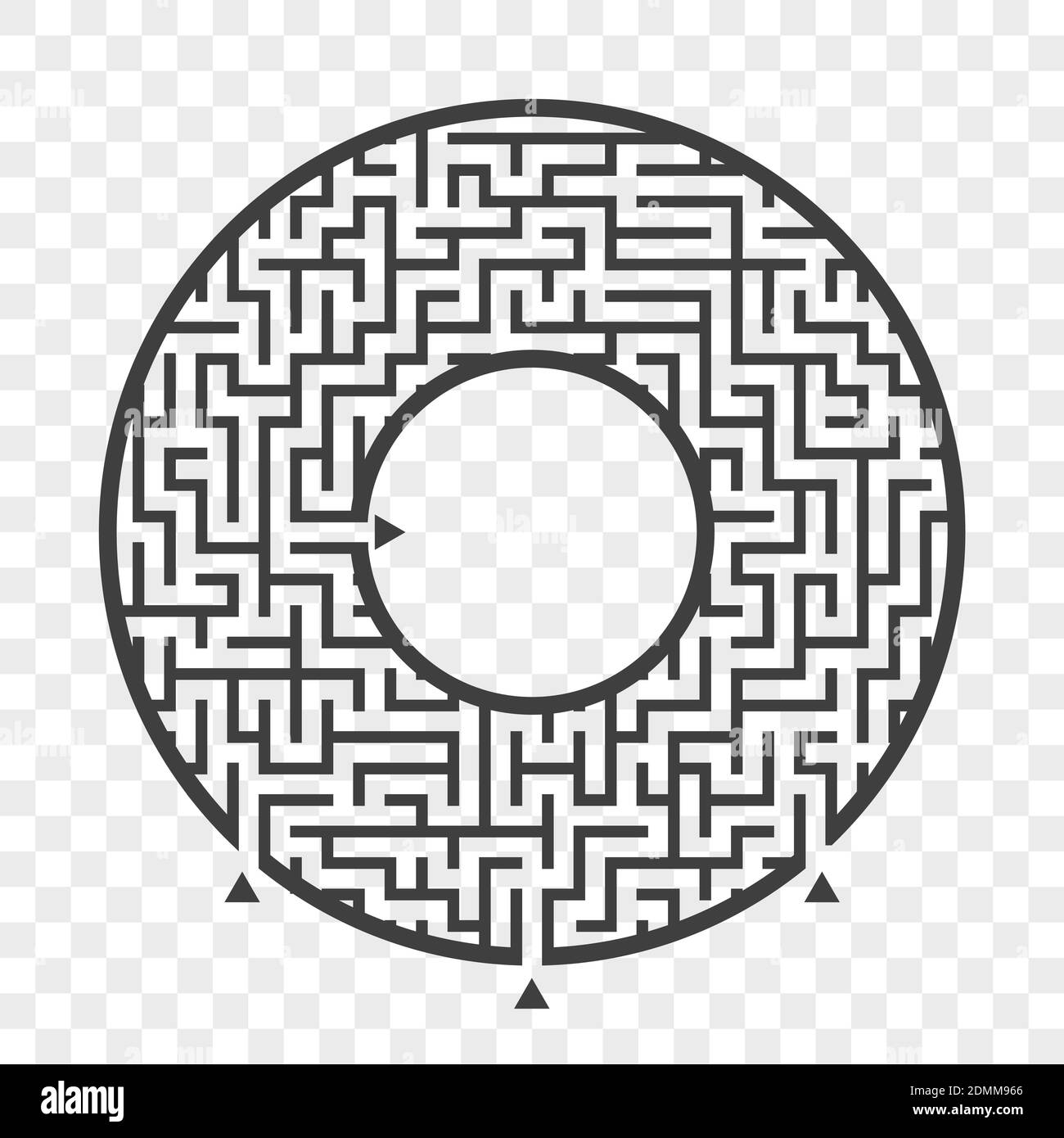Labyrinthe rond noir. Avec trois façons. Jeu pour enfants. Puzzle pour ...
