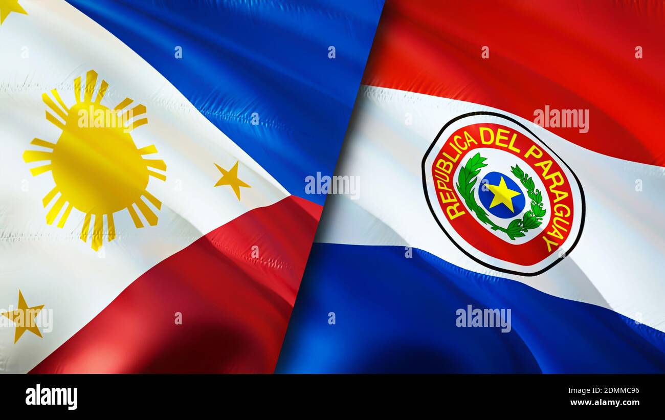 Drapeaux des Philippines et du Paraguay. Motif drapeau en relief ...