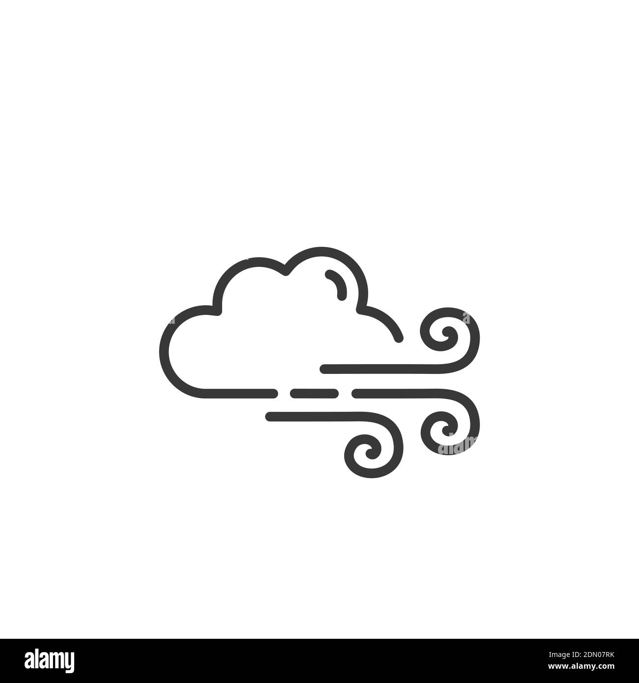 Icône de vent fort et de ligne mince de nuage. Illustration du vecteur ...
