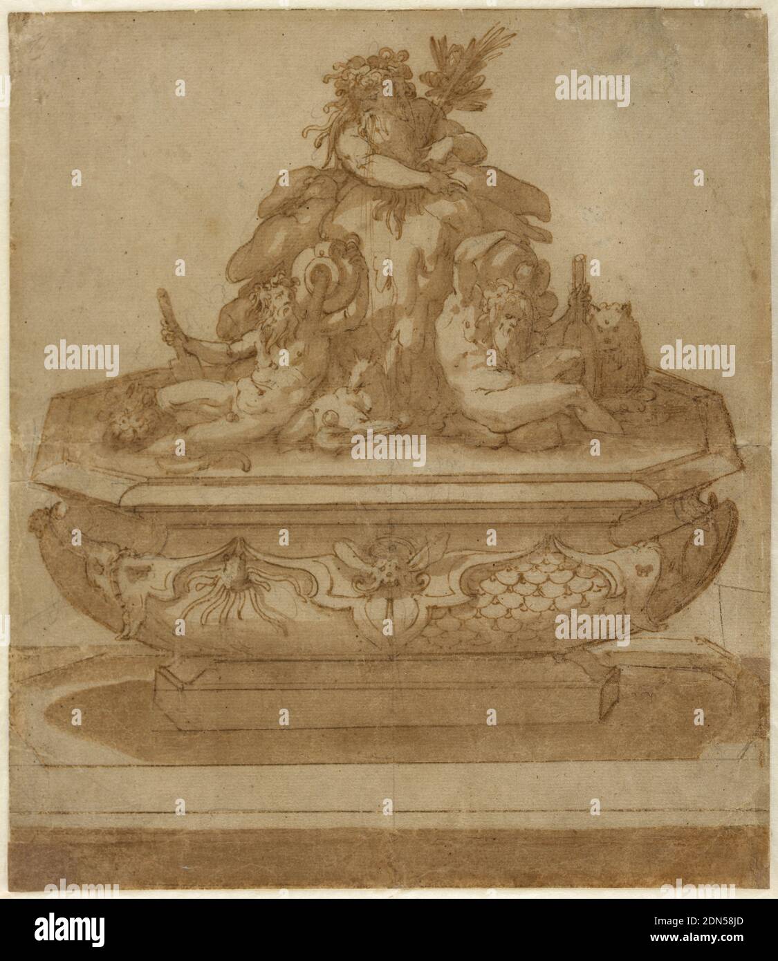 Conception de fontaine avec oceanus et les dieux de la rivière Banque ...